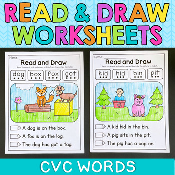 Read and Draw CVC Worksheets - Kindergarten Comprehension - My Teaching Pal