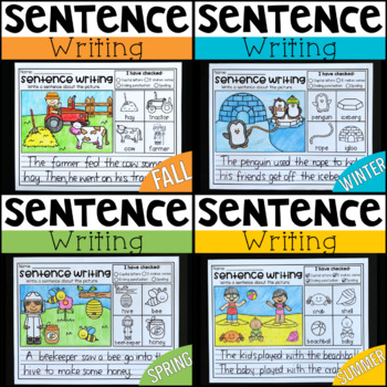 Seasonal Sentence Writing Worksheets - Fall, Winter, Spring, Summer ...