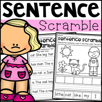 Sentence Scramble Worksheets - Kindergarten Literacy Centers - My ...