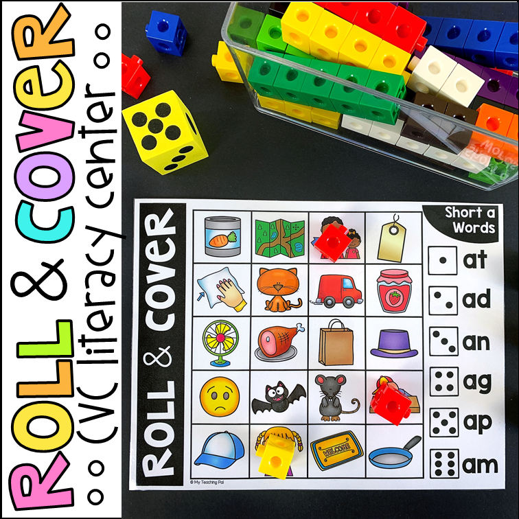 CVC Roll and Cover - Literacy Center - My Teaching Pal
