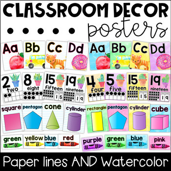 Classroom Decor Poster Set - Alphabet, Numbers, Colors, Shapes - My ...