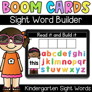 Kindergarten Sight Word Builder - Digital Task Cards - Boom Cards - My ...