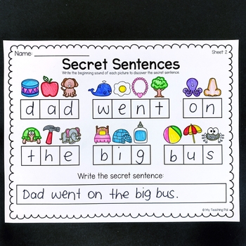 Secret Sentences Worksheets - CVC and Sight Words - My Teaching Pal