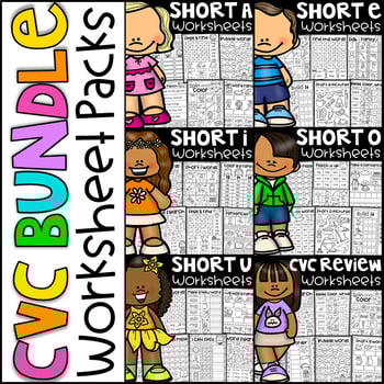 Short Vowel CVC Worksheets - BUNDLE - My Teaching Pal