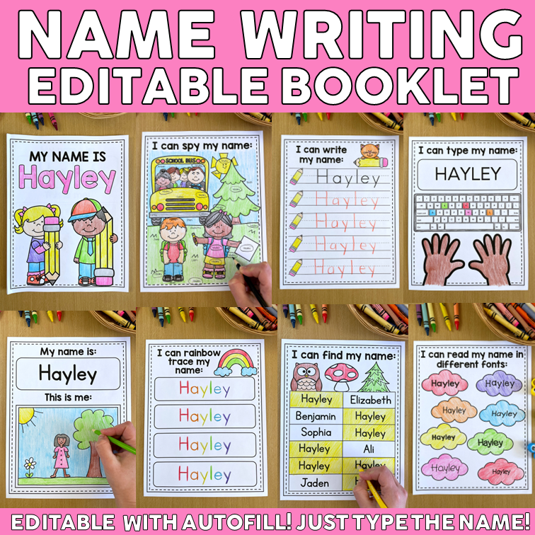 Name Writing Practice Worksheets - Editable Booklet with Autofill! - My ...