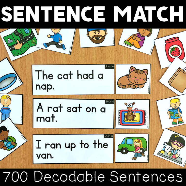Sentence Match Cards - Phonics Decodable Sentences (Science of Reading ...