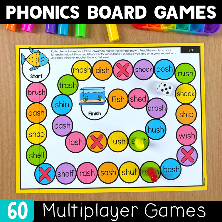 Phonics Board Games - Multiplayer Dice Phonics Games -Science of ...
