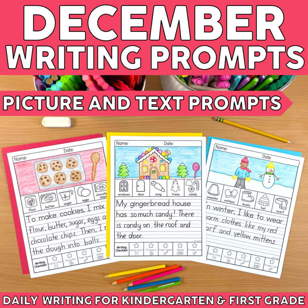 December Writing Prompts - Kindergarten & First Grade Writing Journal ...