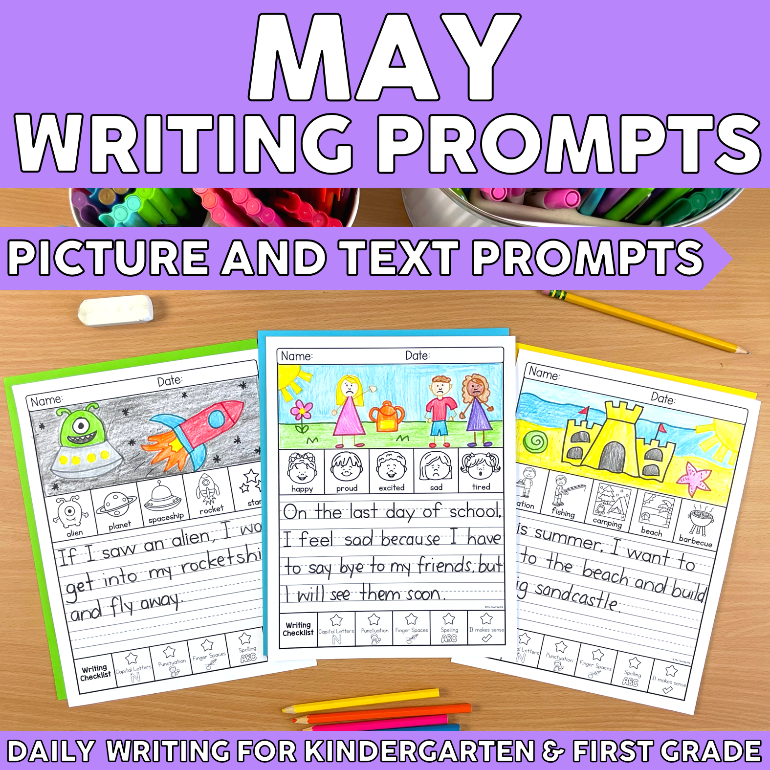 May Writing Prompts - Kindergarten & First Grade Writing Journal - End ...