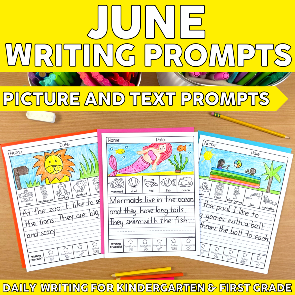 June Writing Prompts - Kindergarten & First Grade Writing Journal ...