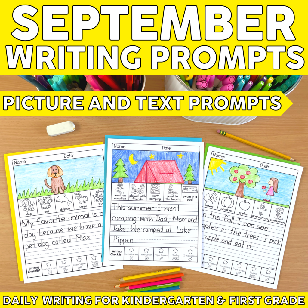 September Writing Prompts - Kindergarten & First Grade Journal - Back ...