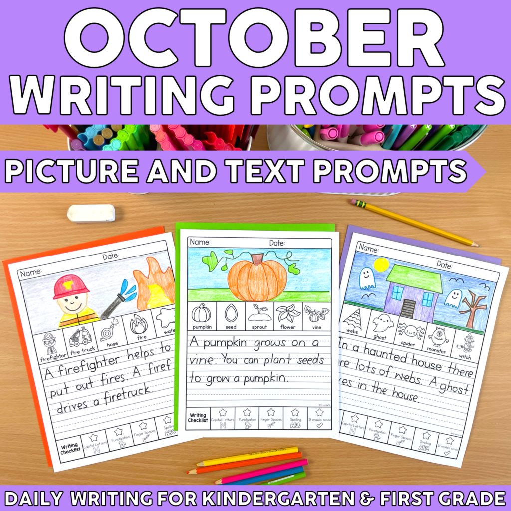 October Writing Prompts - Kindergarten & First Grade Writing Journal ...