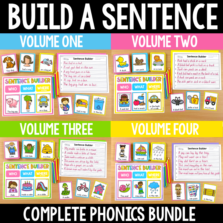 Silly Sentences - Build a Sentence Center - Phonics Bundle - Decodable ...