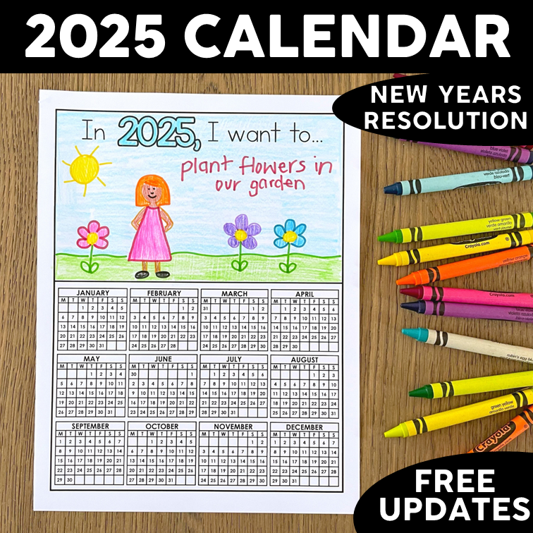 2025 Calendar- DIY New Year's Resolution - Parent Gift - My Teaching Pal