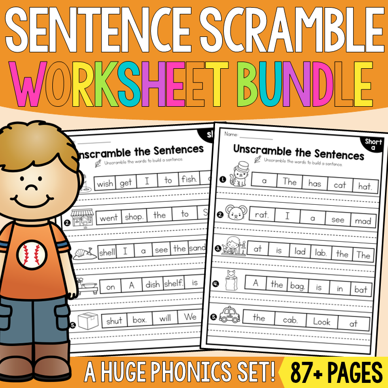 Scrambled Sentences Worksheets BUNDLE - Grammar Worksheets - Science of ...